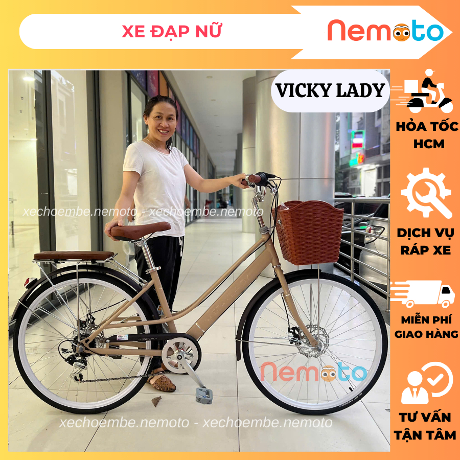 Xe Đạp Nữ Mini Vicky Lady Có Tay Đề, Size 26in Cho Nữ - Chính Hãng ...