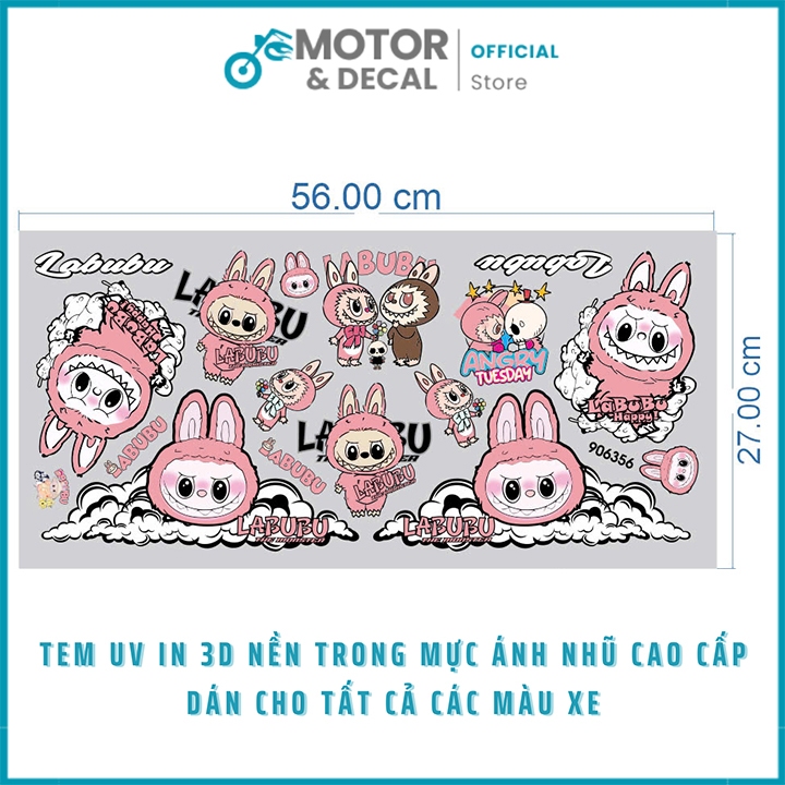 Sticker LABUBU Hình dán trang trí - Tem UV in 3D nền trong mực ánh nhũ ...