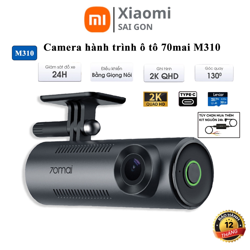 Camera hành trình 70Mai M310 Bản quốc tế, Độ Phân Giải 2K, Phát Hiện Va Chạm, Giám Sát Đỗ Xe 24h ...