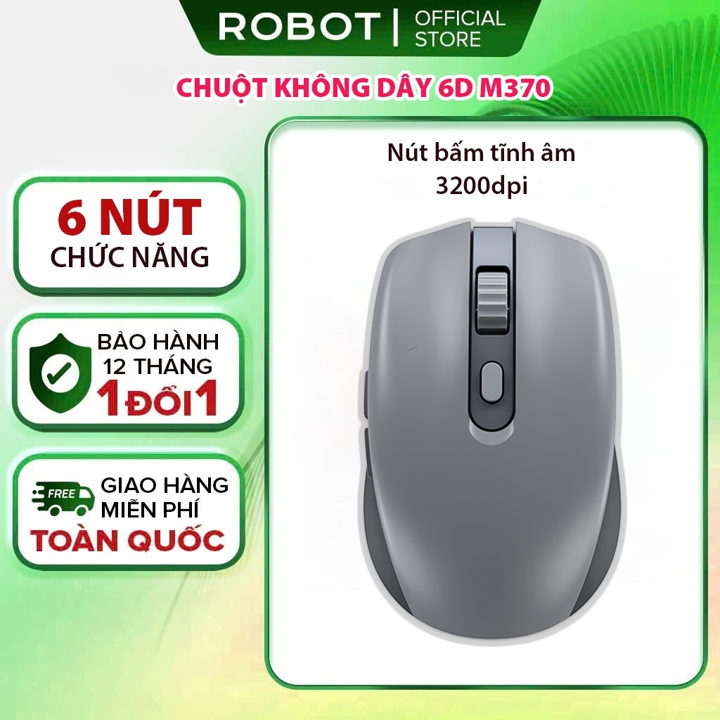 Chuột Quang Không Dây 2.4GHz ROBOT M370 Tĩnh Âm Cảm Biến Quang Học Tặng ...