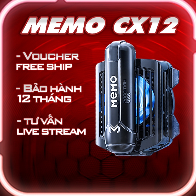 Quạt tản nhiệt sò lạnh gaming không dây Memo CX12 led RGB giảm nhiệt độ ...
