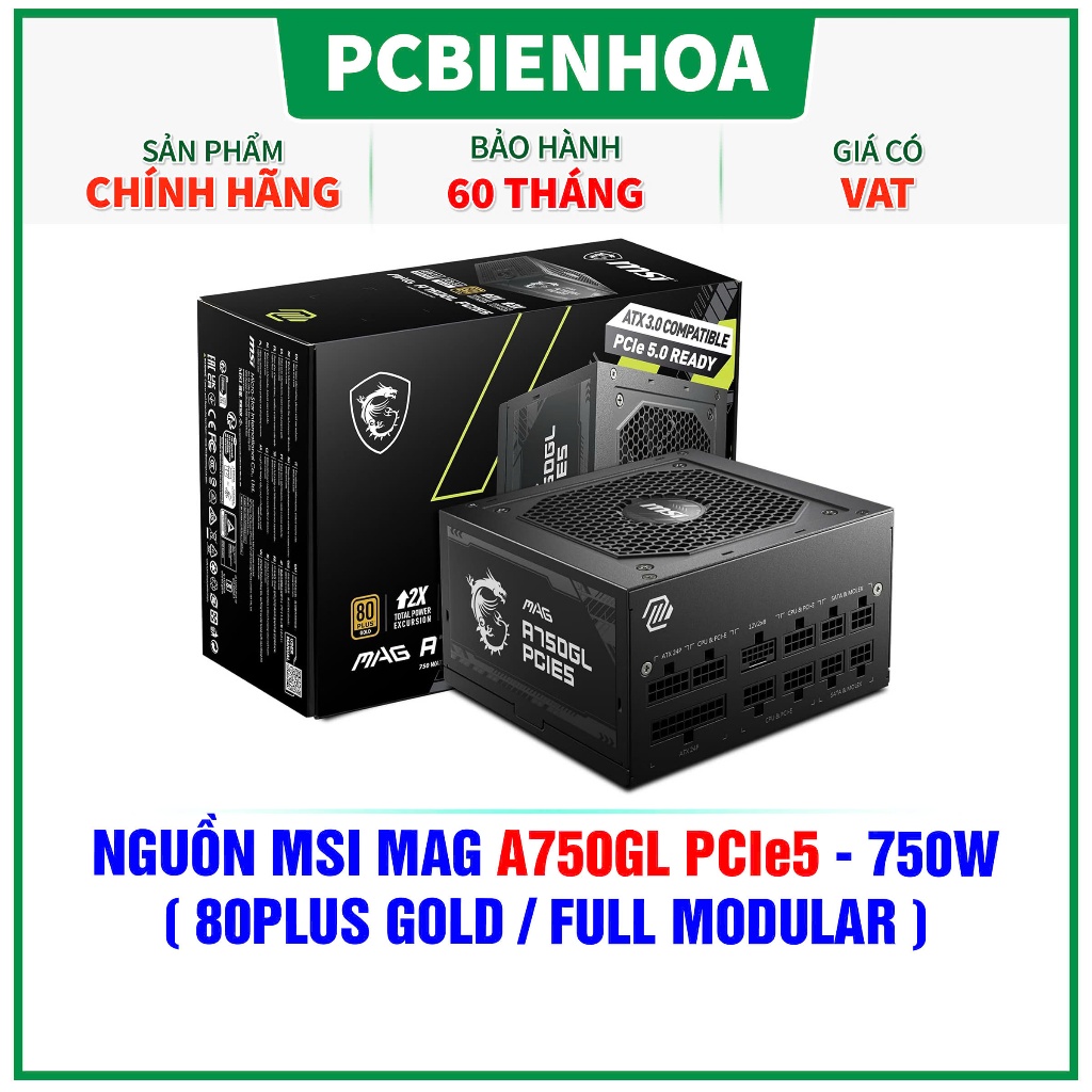 Nguồn máy tính MSI MAG A750GL PCIE5 - 750W ATX 3.0 ( 80 PLUS GOLD ...