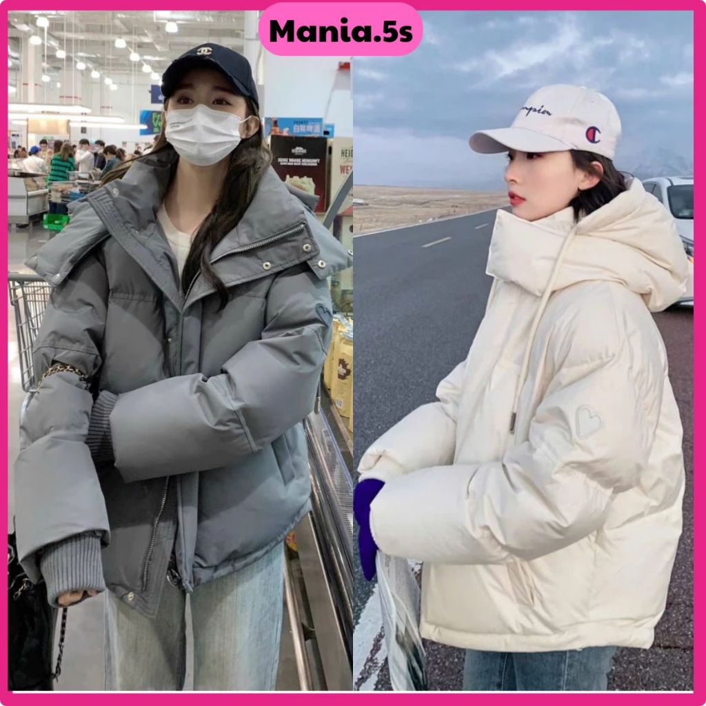 Áo Phao Mùa Đông Unisex Dáng Rộng 5S-MANIA Hình Trái Tim Ở Tay Size(40 ...