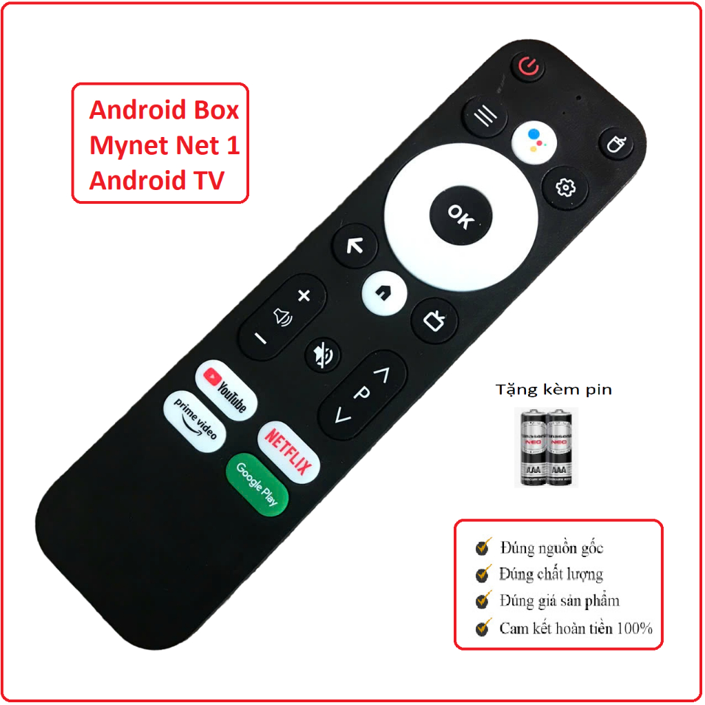 Remote điều khiển Android Box Mynet Net 1 Android TV 13 năm 2024 bao ...