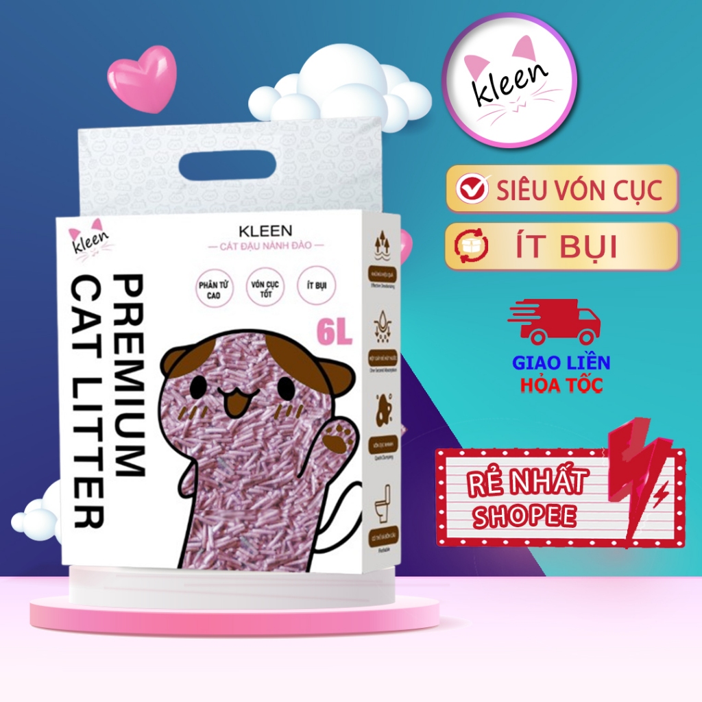 Cát Vệ Sinh Cho Mèo Đậu Nành Hữu Cơ Kleen Cat 6L, Cát Mèo Tofu 100% ...