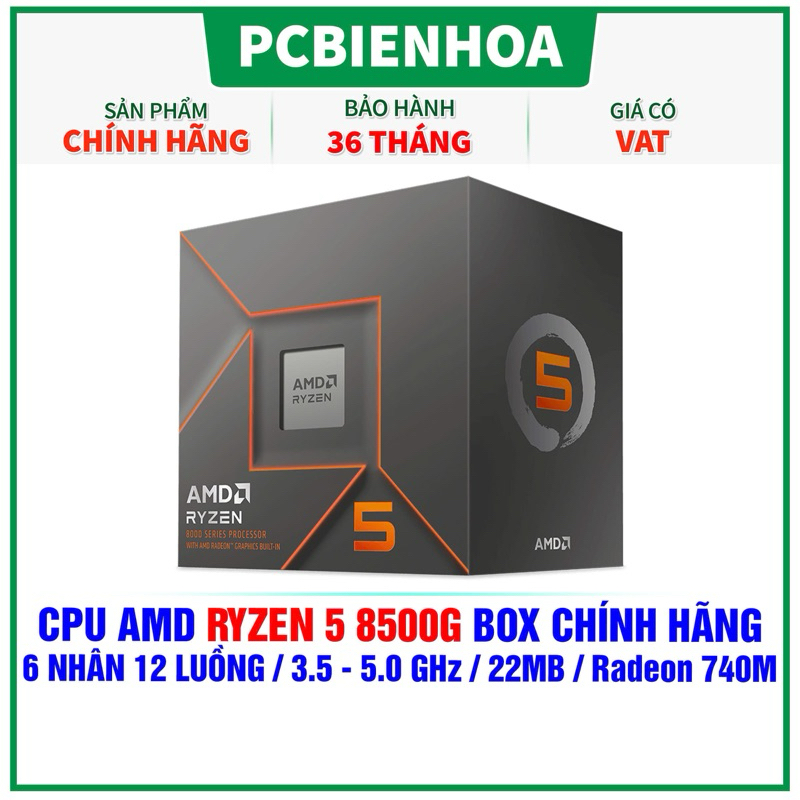 CPU AMD RYZEN 5 8500G BOX CHÍNH HÃNG ( 6 NHÂN 12 LUỒNG / 3.5 - 5.0 GHZ ...