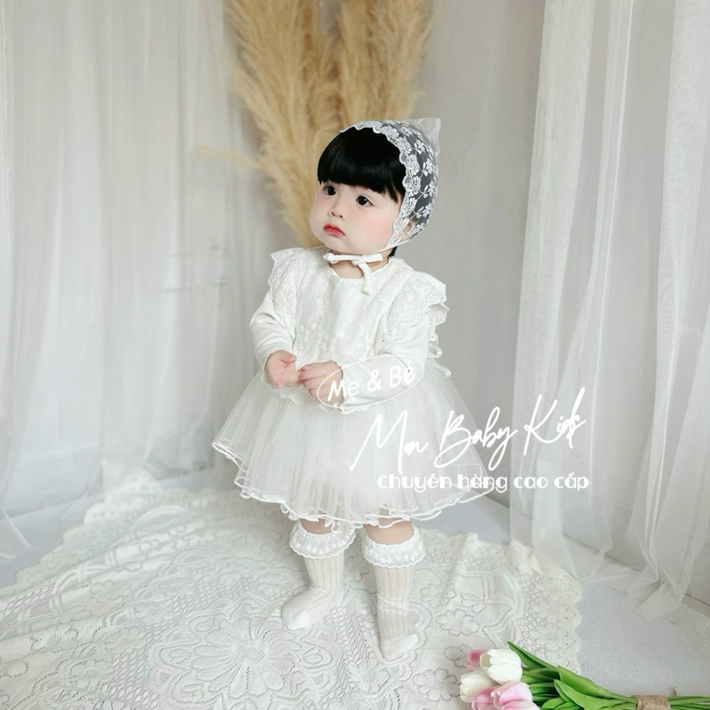 Body váy + yếm dài tay cho bé gái 3-12kg mặc đầy tháng, thôi nôi, sinh nhật chụp ảnh | Shopee ...