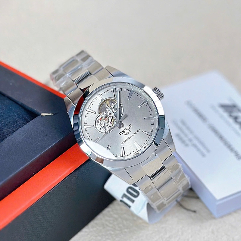 ĐỒNG HỒ NAM CHÍNH HÃNG Tissot T127.407.11.081.00 Powermatic 80 Open Heart Guilloche Grey ...