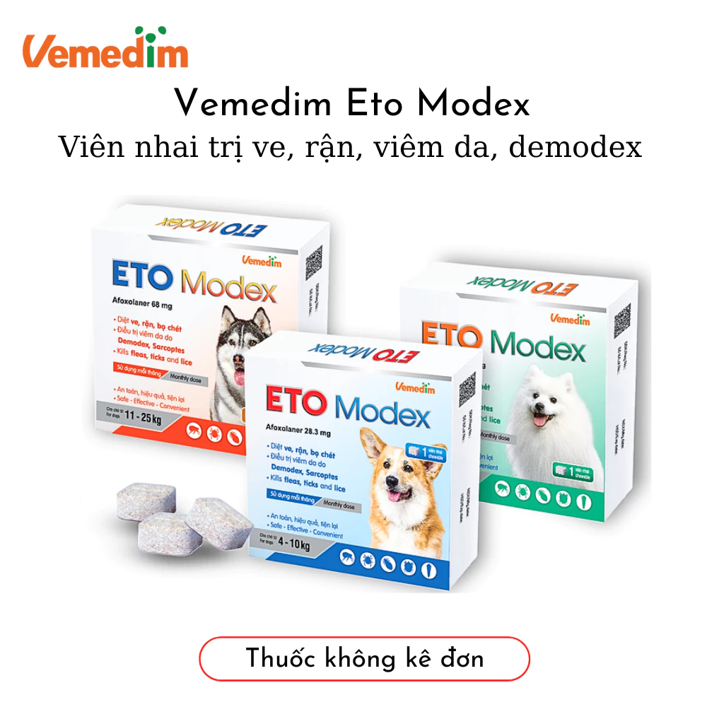 Vemedim Eto Modex Viên Nhai Vị Thịt Bò Cho Chó Diệt Trị Ve, Rận, Viêm ...