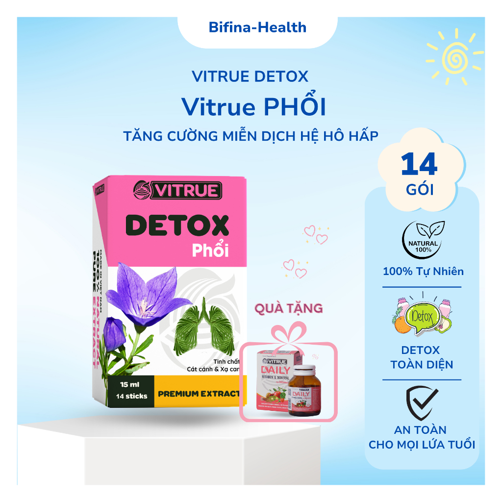 Vitrue Detox Phổi [Hộp 14 Gói] Detox Vitrue Thải Độc Phổi, Dùng Cho ...