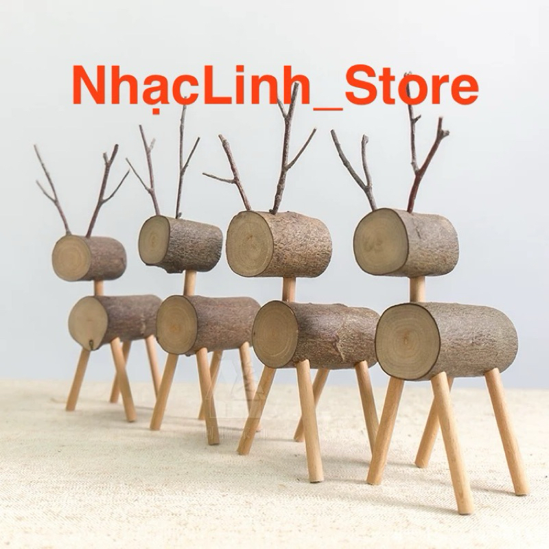 Con nai bằng gỗ tự nhiên dùng decor trang trí | Shopee Việt Nam