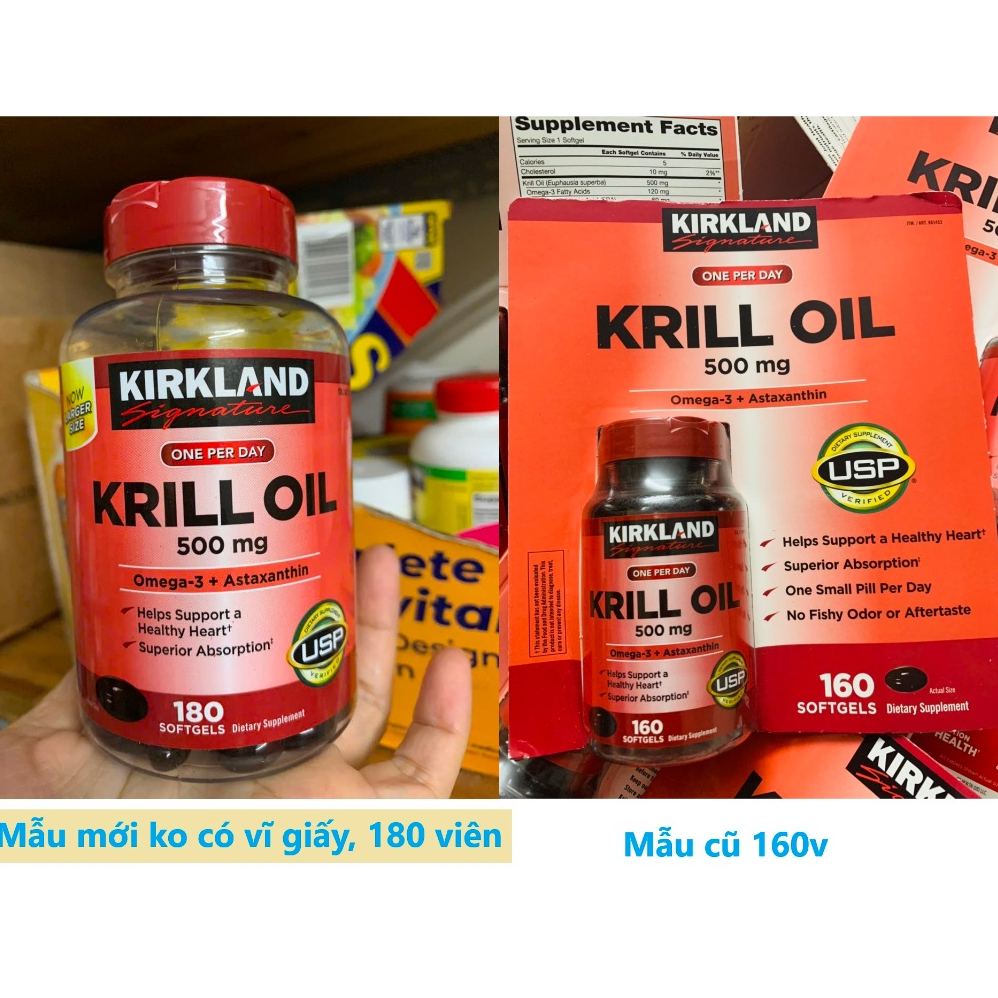 dầu nhuyễn thể 180 viên krill oil 500mg kirkland krill 180 viên đóng gói tại Mỹ | Shopee Việt Nam