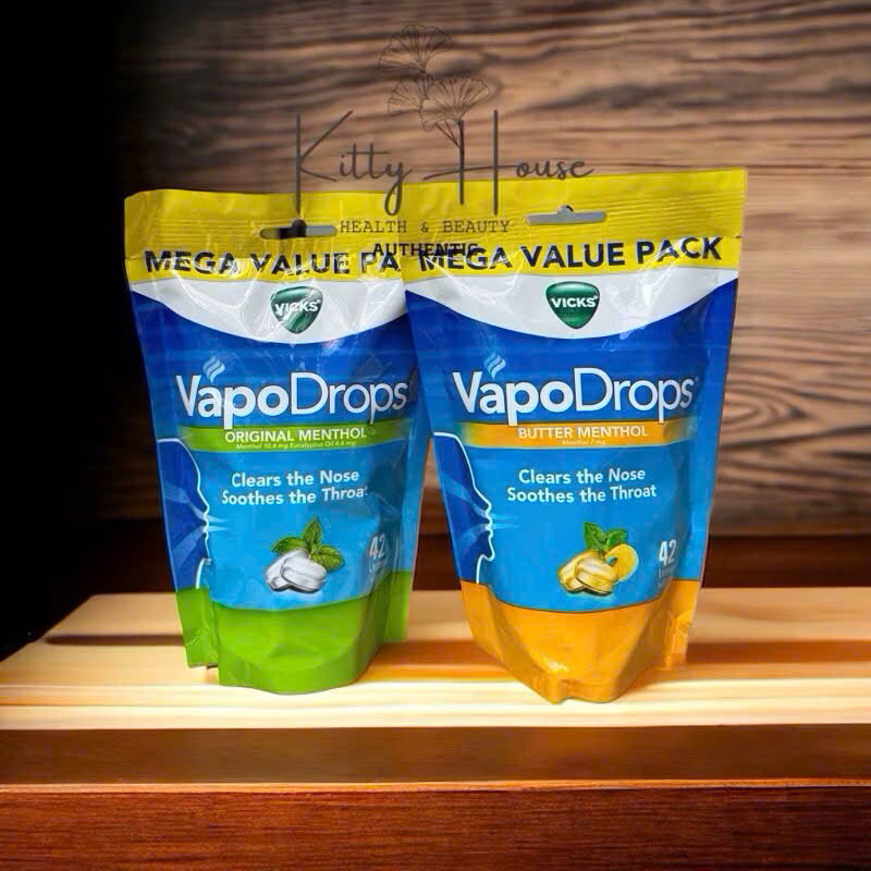 Viên kẹo ngậm giảm ho Vicks VapoDrops Original Menthol & Butter Menthol ...
