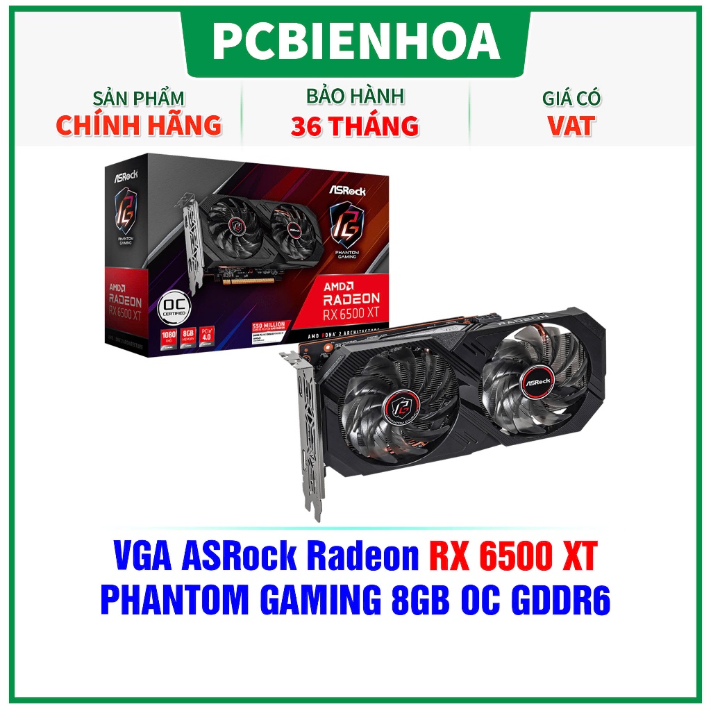 VGA ASROCK RADEON RX 6500 XT PHANTOM GAMING 8GB OC GDDR6 ( RX6500XT PG ...