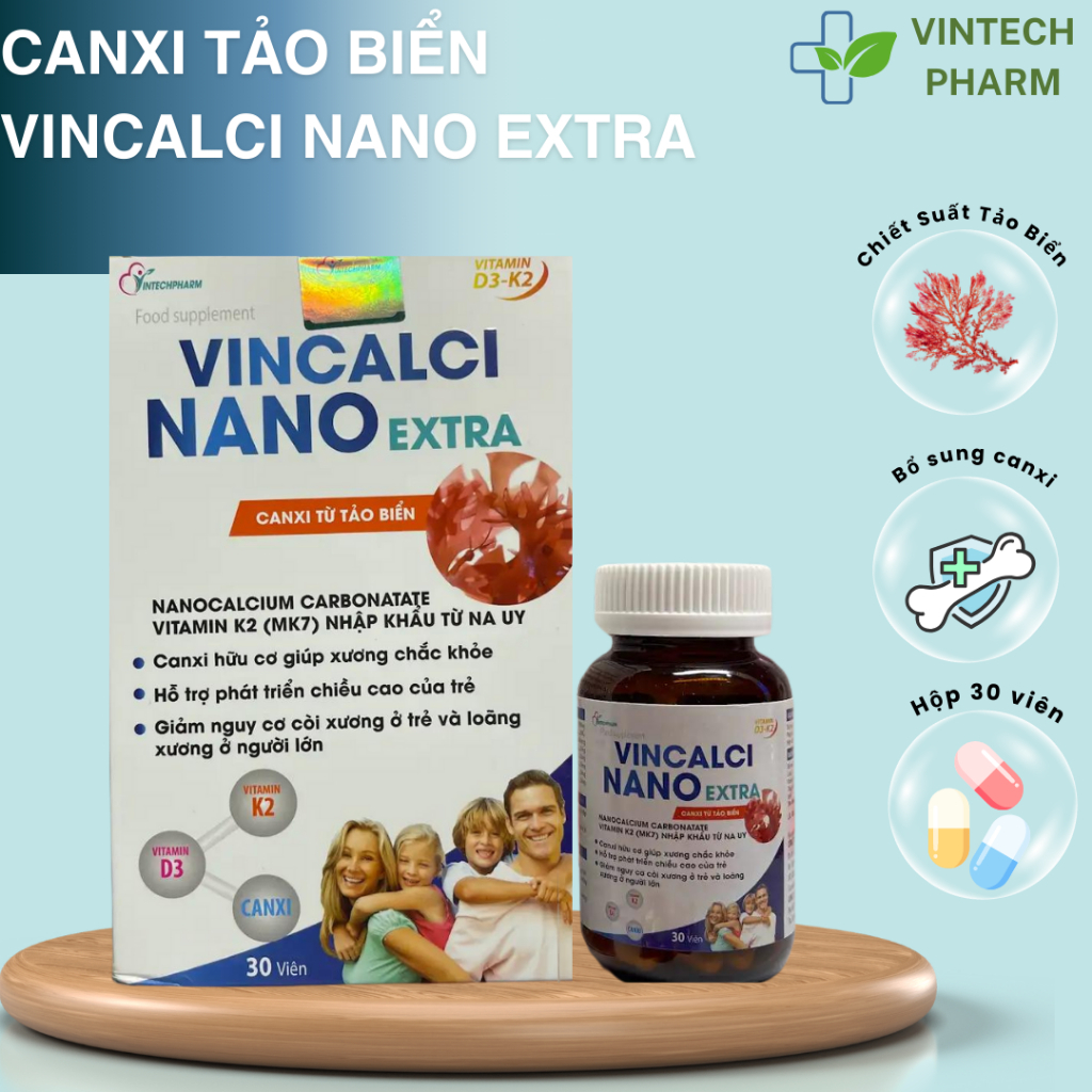 Canxi Tảo Biển VINCALCI NANO EXTRA Bổ Sung CANXI Hộp 30 Viên | Shopee ...