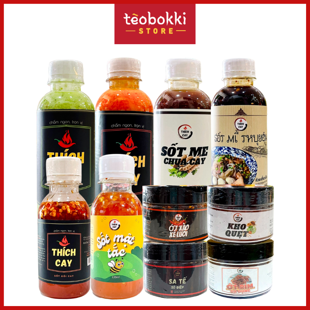Sốt chấm Thích Cay, sốt me, sốt trộn gỏi, ớt rim, kho quẹt, muối ớt ...
