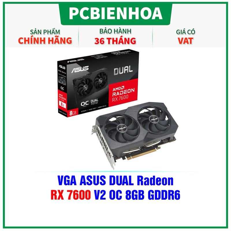 VGA Asus Dual Radeon RX 7600 V2 OC 8GB GDDR6 (DUAL-RX7600-O8G-V2)-36T ...