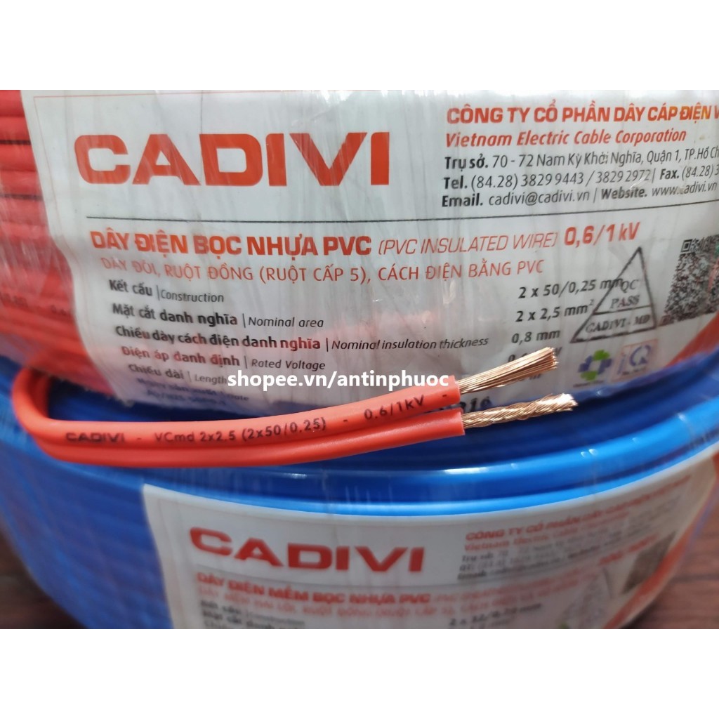 Combo 50 mét dây điện Cadivi Vcmd 2x2.5 mm2 | Shopee Việt Nam