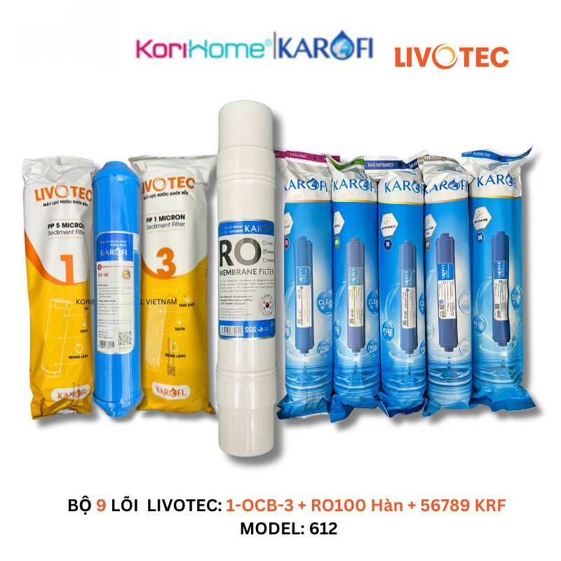 Bộ 9 Lõi Lọc Nước Karofi Livotec Thay Thế Cho Model Livotec 612 (12OCB3 ...
