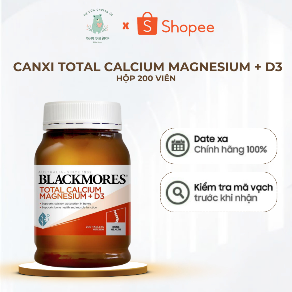 Viên uống bổ sung Canxi Total Calcium Magnesium + D3 Blackmores Úc ...
