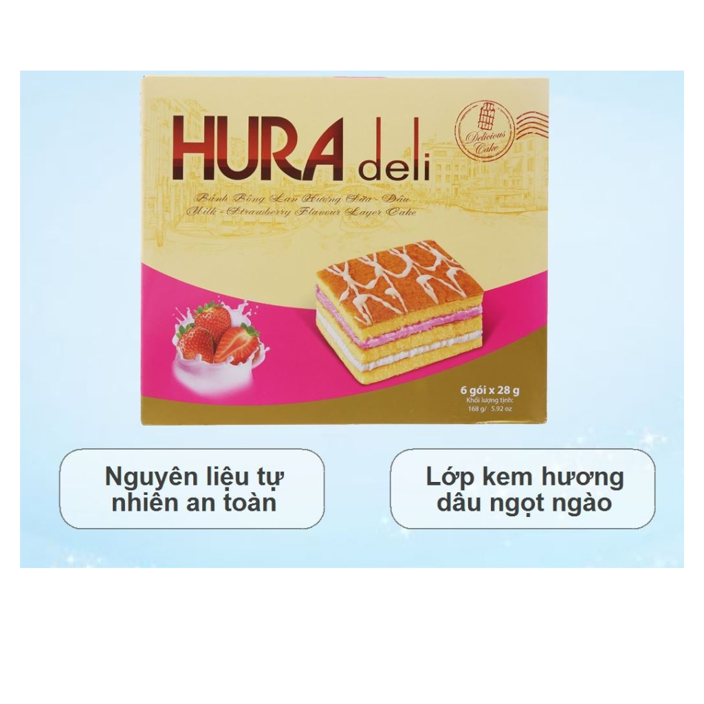 Bánh bông lan hương sữa dâu/ bơ sữa Hura Deli hộp 168g | Shopee Việt Nam