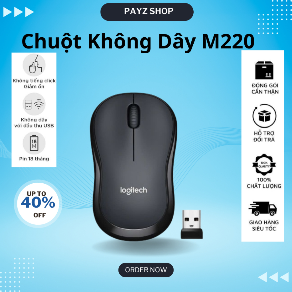 Chuột Không Dây Laptop Và Máy Tính Logitech M220 Không Tiếng Động- Có ...