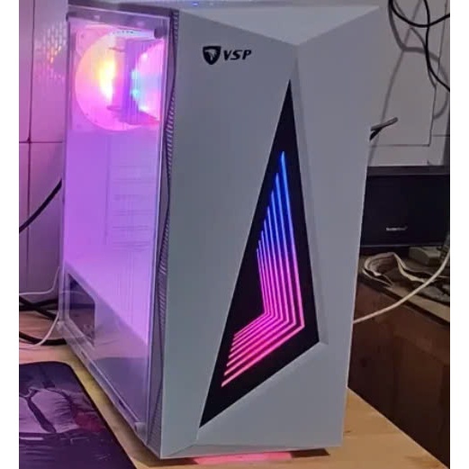 VỎ CASE MÁY TÍNH VSP GAMING KA33 ATX có sẵn LED RGB Trắng Đen - chưa bao gồm fan | Shopee Việt Nam