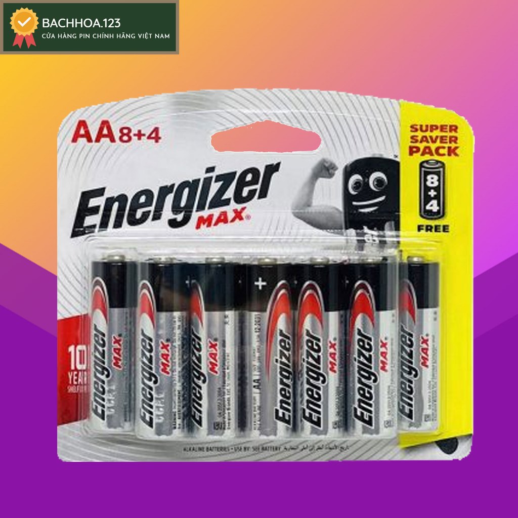 Pin AA Energizer Alkaline Max chống chảy E91 LR6 (Vỉ 12 Viên). | Shopee Việt Nam