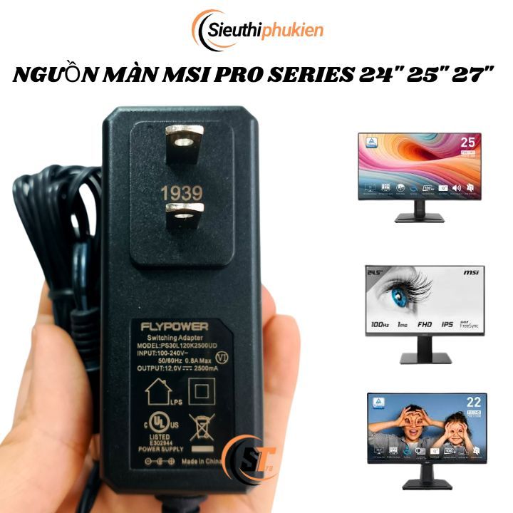 Dây nguồn màn hình MSI PRO MP225 12v 2.5a - bảo hành 1 năm | Shopee ...