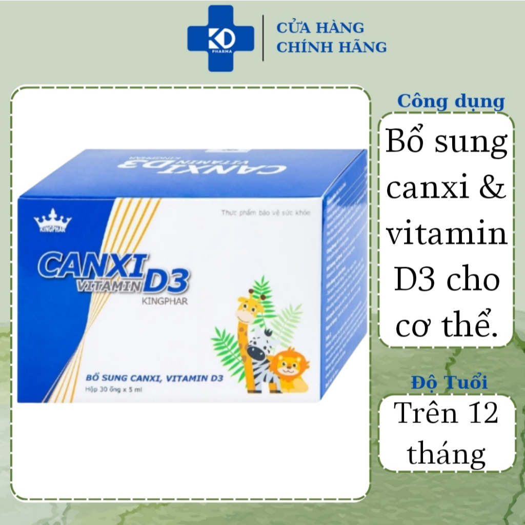 Siro Canxi Vitamin D3 KingPhar bổ sung canxi, vitamin D3, hỗ trợ xương răng chắc khỏe (6 vỉ x 5 ...