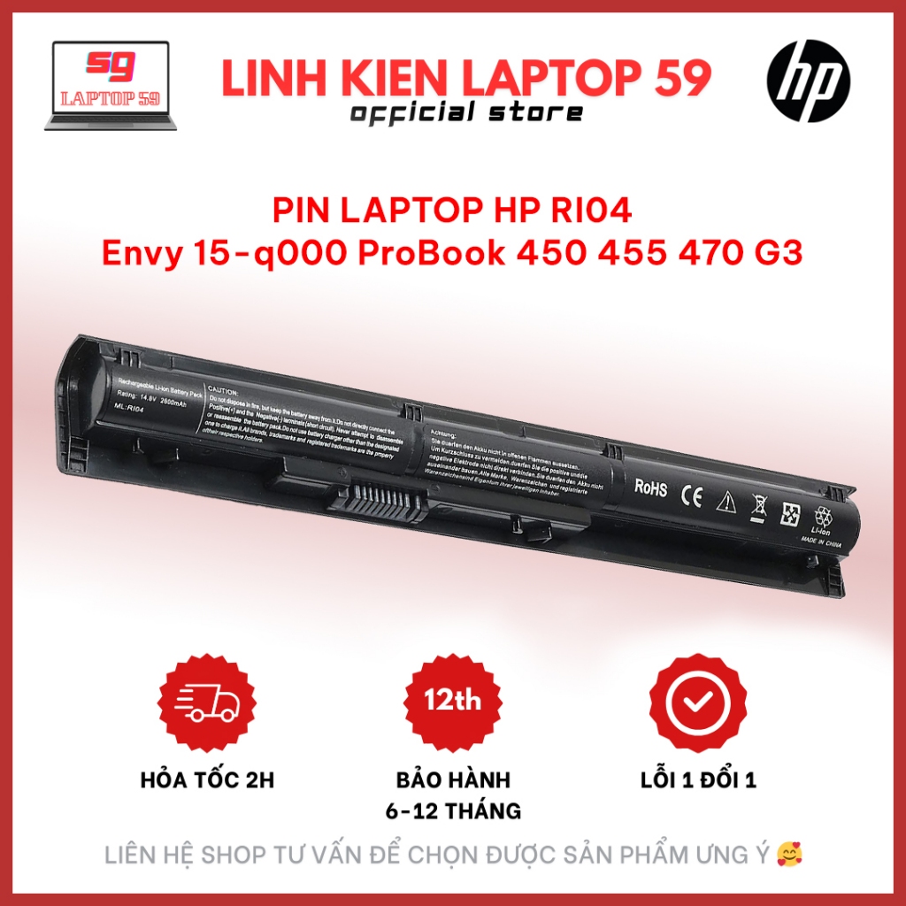 Pin HP Envy 15-q000 ProBook 450 G3 455 G3 470 G3 RI04 - BH 12 THÁNG ...