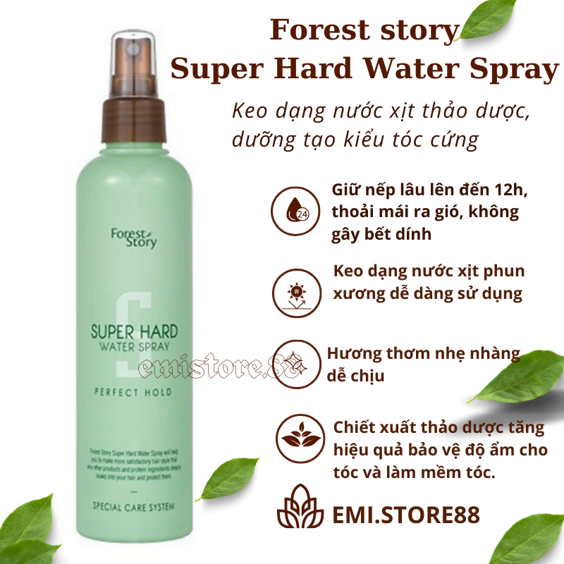 Xịt giữ nếp tóc FOREST STORY SUPER HARD WATER SPRAY 252ml - Hàng Chính ...