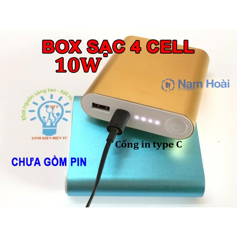 (Không có pin)Mạch sạc 4 cell pin (tối đa 2.4A ) + box 4 cell võ nhôm ...