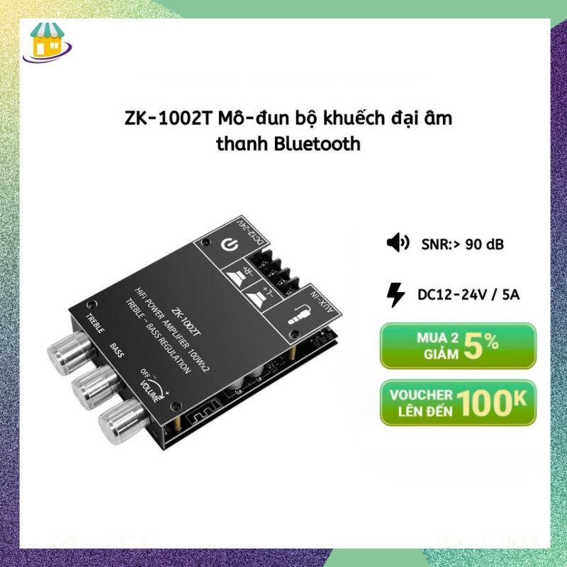 ZK-1002T HIFI 2.0 Kênh AUX / Bluetooth-Tương thích 5.0 TPA3116D2 Mô-đun ...