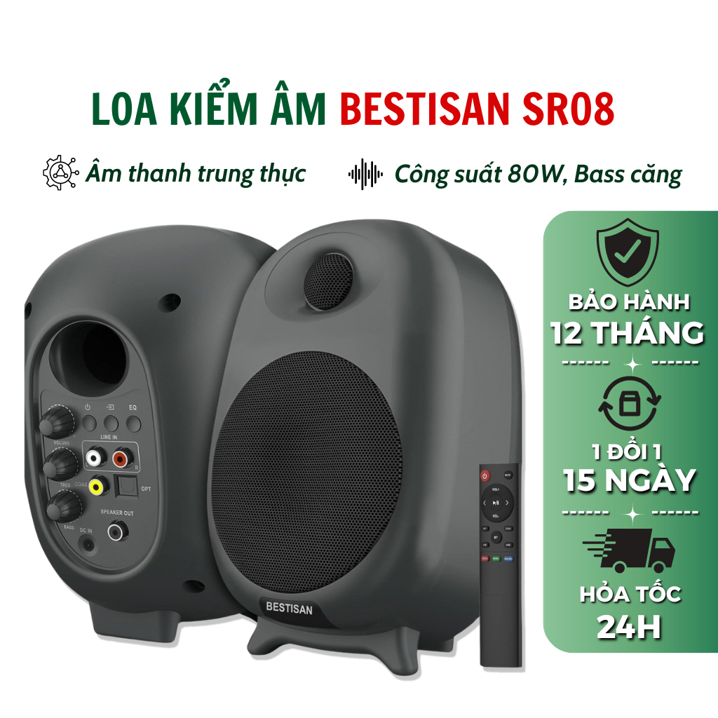 Loa kiểm âm BESTISAN SR08 2024 Công suất 80W đa dạng cổng kết nối. Điều chỉnh âm thanh chuyên ...