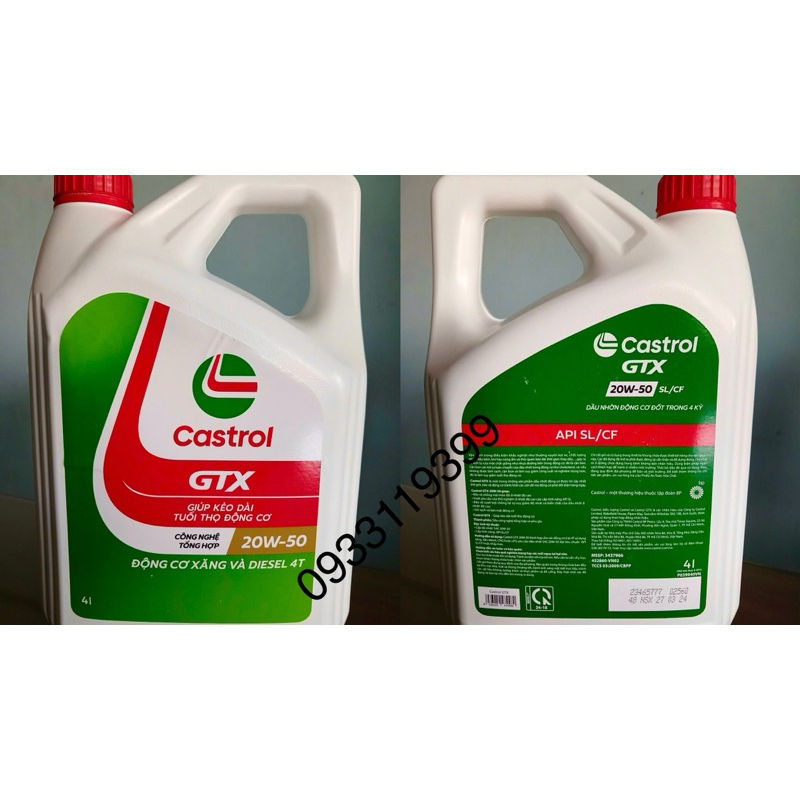 CASTROL GTX 20W50 SL 4L | Shopee Việt Nam