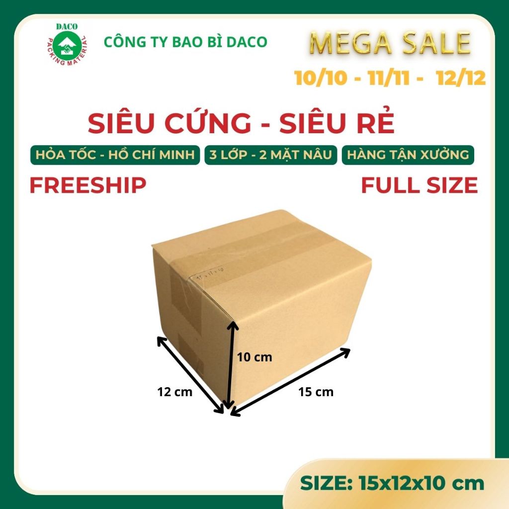DACO Hộp Carton 15x12x10 Combo 10 20 Hộp Gói Hàng, Thùng Carton, Hộp ...
