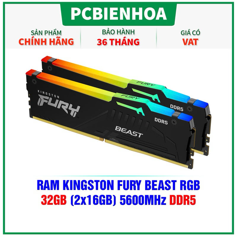 RAM MÁY TÍNH - KINGSTON FURY BEAST RGB 32GB (2X16GB) 5600MHZ DDR5 ( KF556C40BBAK2-32 )- Hàng ...