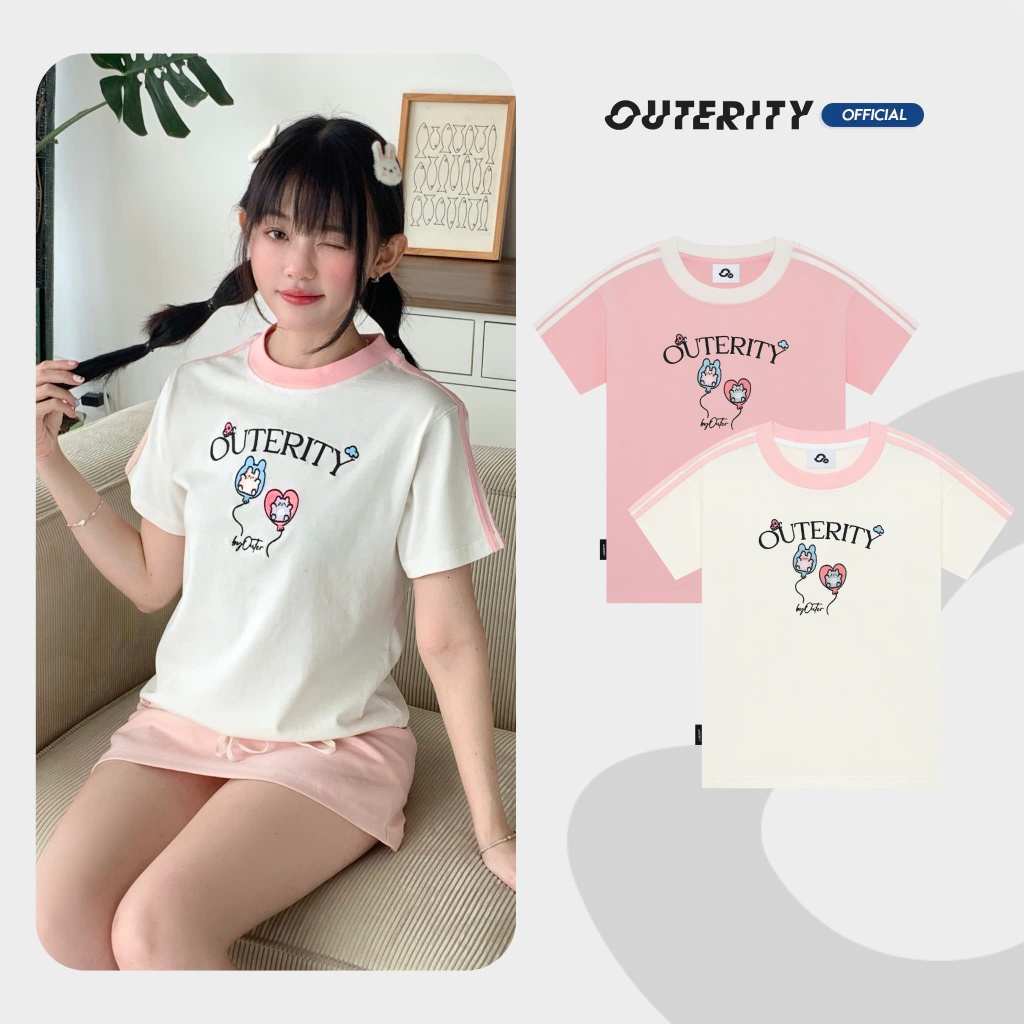 Áo Thun Baby Tee Phối Line Tay Outerity Bubble / Unisex Local Brand | Shopee Việt Nam