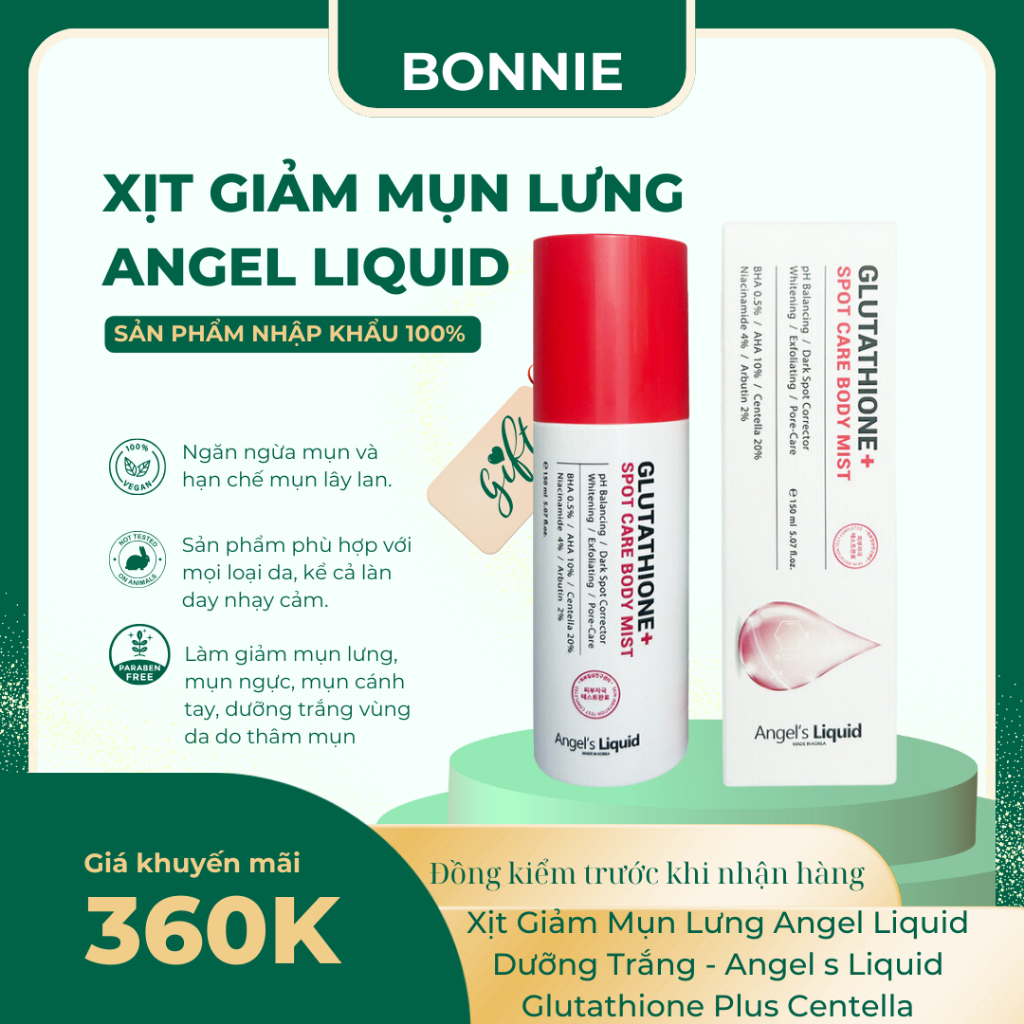 Xịt Giảm Mụn Lưng Angel Liquid Dưỡng Trắng - Angel s Liquid Glutathione ...