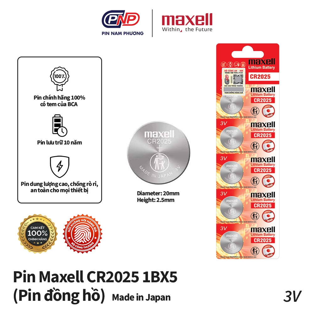Pin CR2025 Maxell - Dùng cho cmos, đồng hồ, thiết bị điện tử, đồ chơi ...