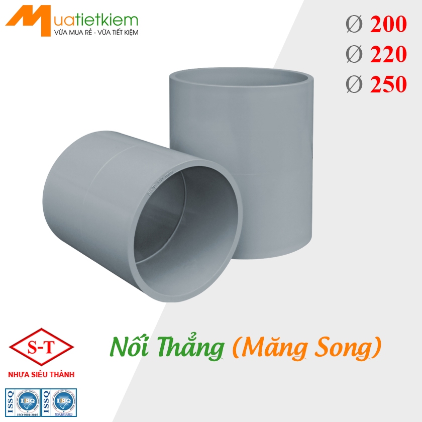 Ø200 Ø220 Ø250 [BÁN SỈ] Măng Song, Nối Thẳng PVC phi 200, 220, 250, phụ kiện ống nước SIÊU THÀNH ...
