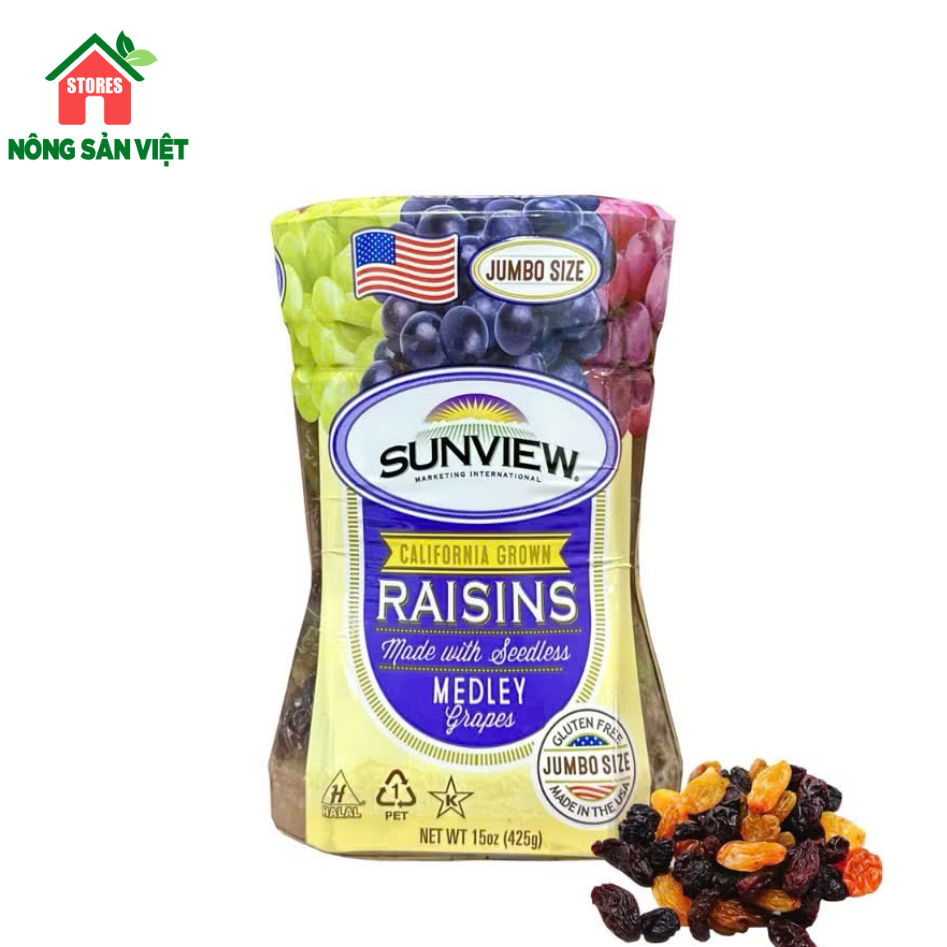 NHO KHÔ SUNVIEW RAISINS Mỹ Không Hạt Vị Thập Cẩm Siêu Ngon Hộp 425g ...