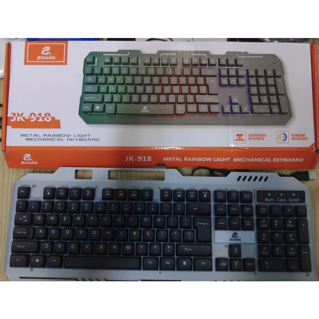 Bàn Phím Gaming chống nước mặt kim loại đèn led nhiều màu JEQUANG JK918 ...