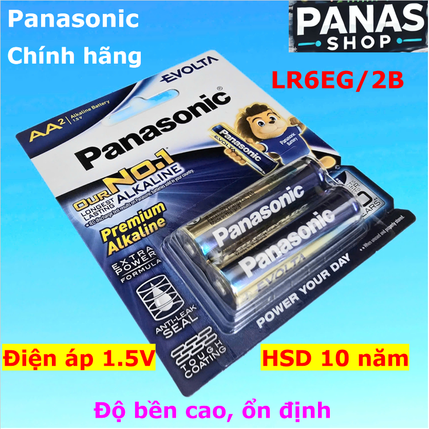 Pin tiểu AA Panasonic Evolta - LR6EG/2B (vỉ 2 viên) điều khiển, đồ điện tử, máy cạo râu ...