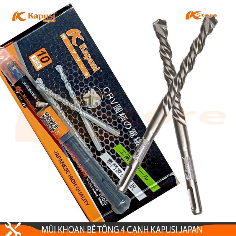 Mũi khoan bê tông 4 cạnh, 4 chấu kapusi 6mm, 8mm, 10mm, 12mm, 14mm, 16mm hàng chính hãng ...