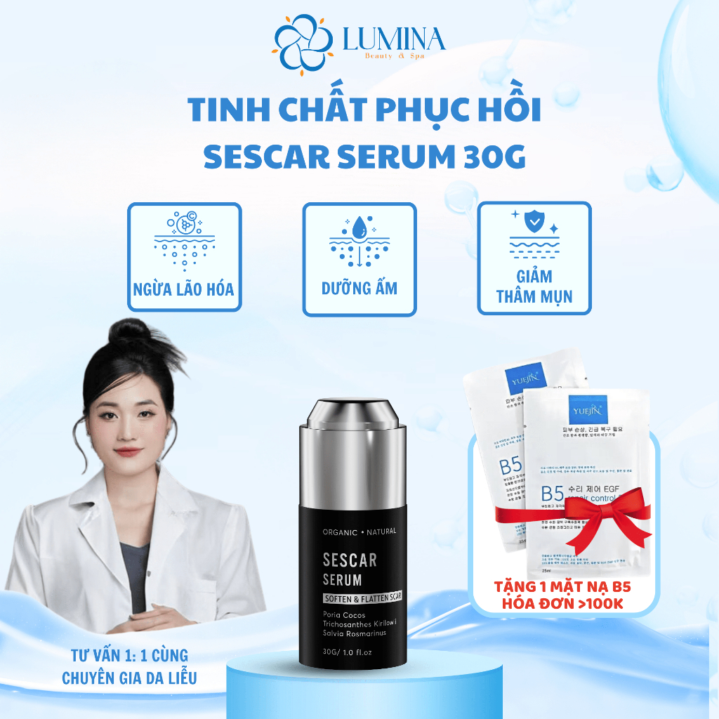 Tinh Chất Dưỡng Lurcinn Sescar Serum 30g Hỗ Trợ Giảm Sẹo Rỗ, Dưỡng Ẩm Da Mờ Thâm, Làm Đều Màu Da ...