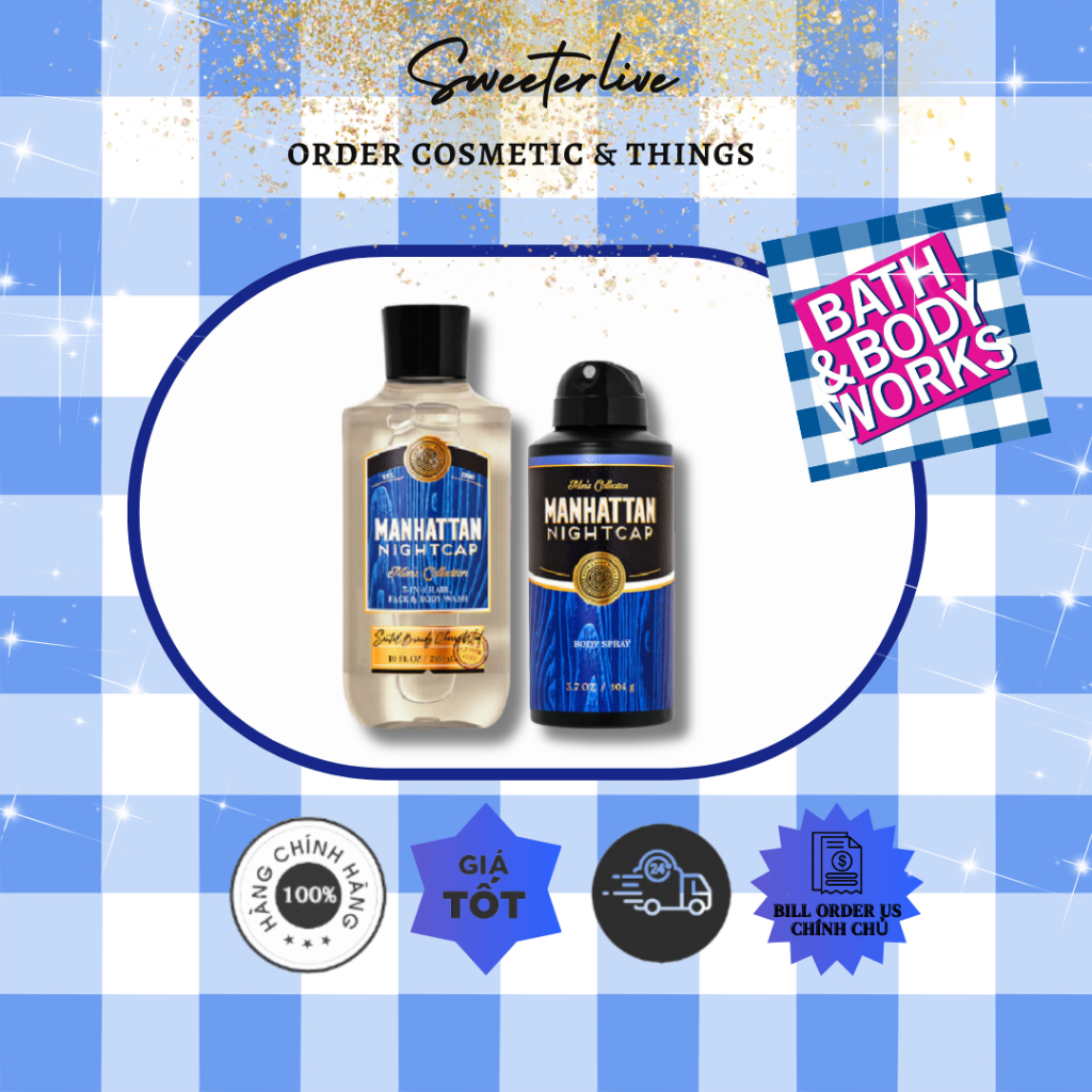 MANHATTAN NIGHT CAP BODY SPRAY (Bill US) - BỘ XỊT THƠM VÀ SỮA TẮM NAM ...