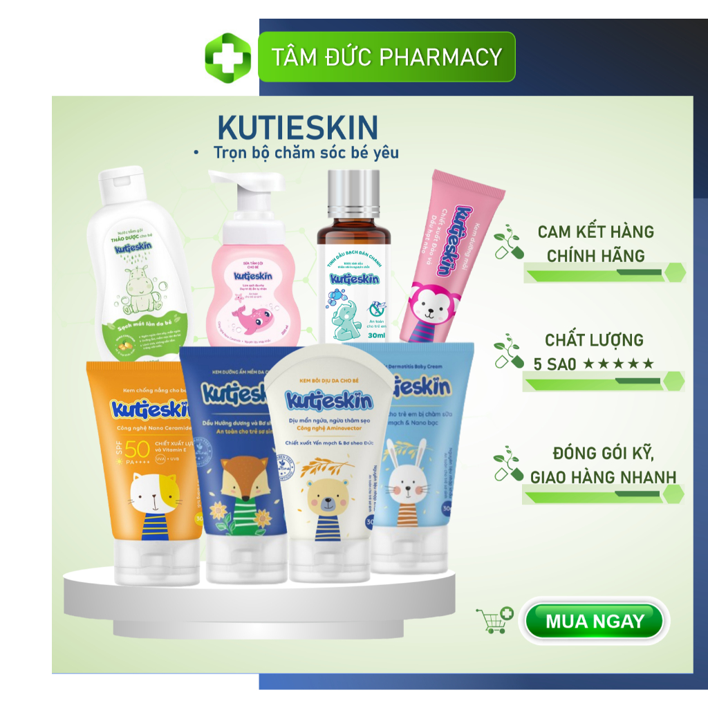 KUTIESKIN (Đủ loại) - kem bôi dưỡng ẩm/ chàm sữa/ ngứa, hăm, chống nắng ...