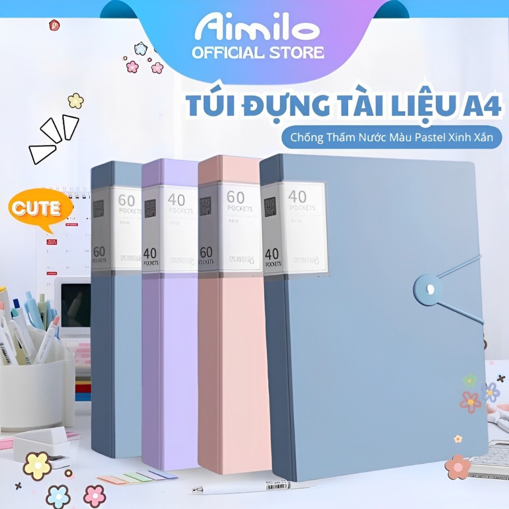 【Aimilo】Cặp đựng tài liệu A4 bản Display book loại 40/60 ngăn | Shopee ...